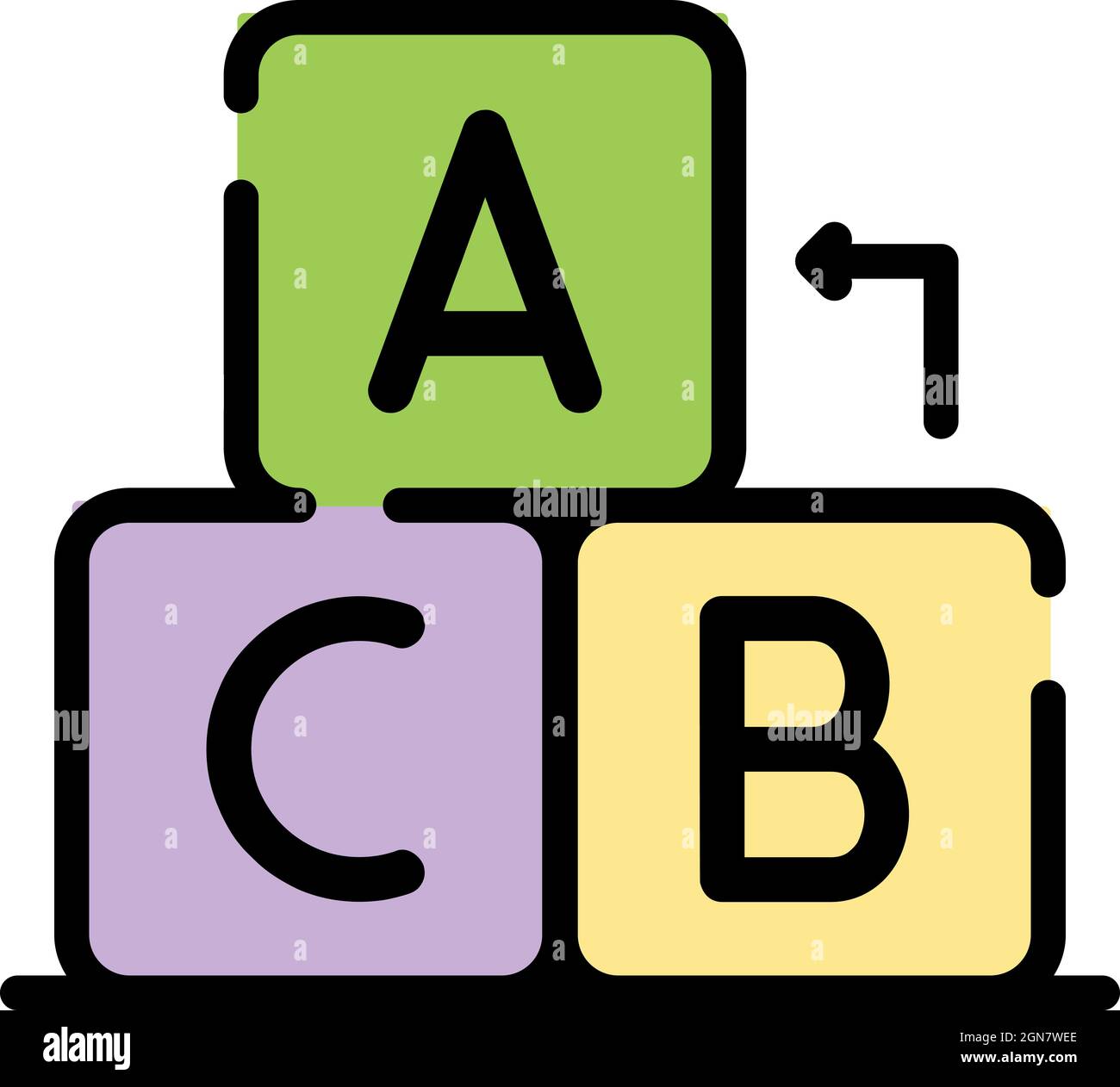 Abc cubes icon. Outline abc cubes vector icon color flat isolated Stock ...