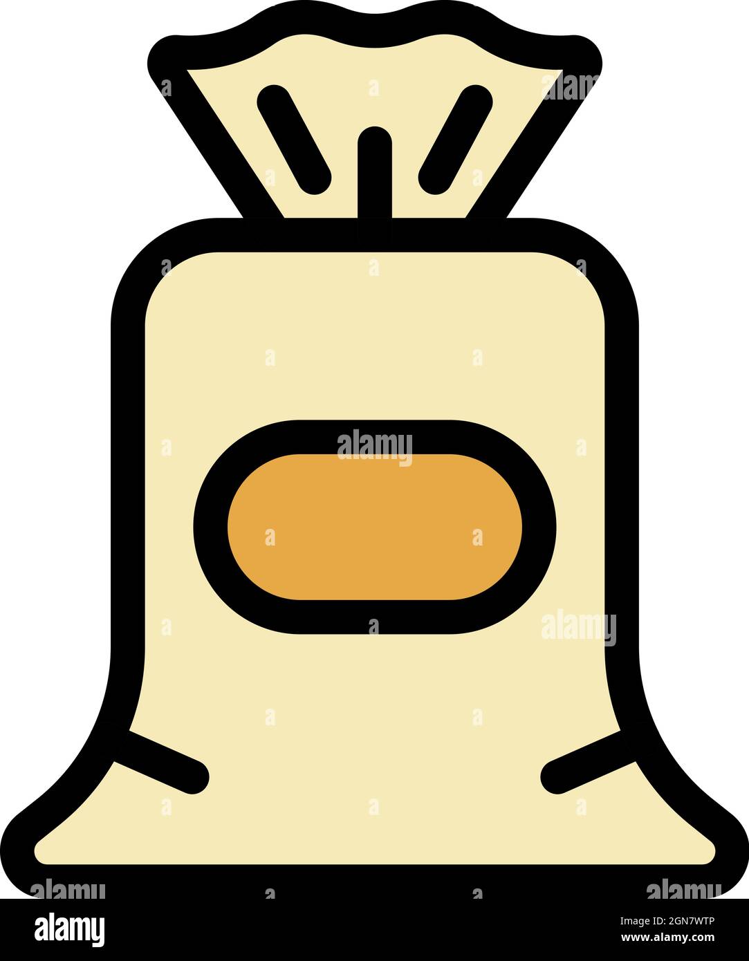 Cotton sack icon. Outline cotton sack vector icon color flat isolated ...