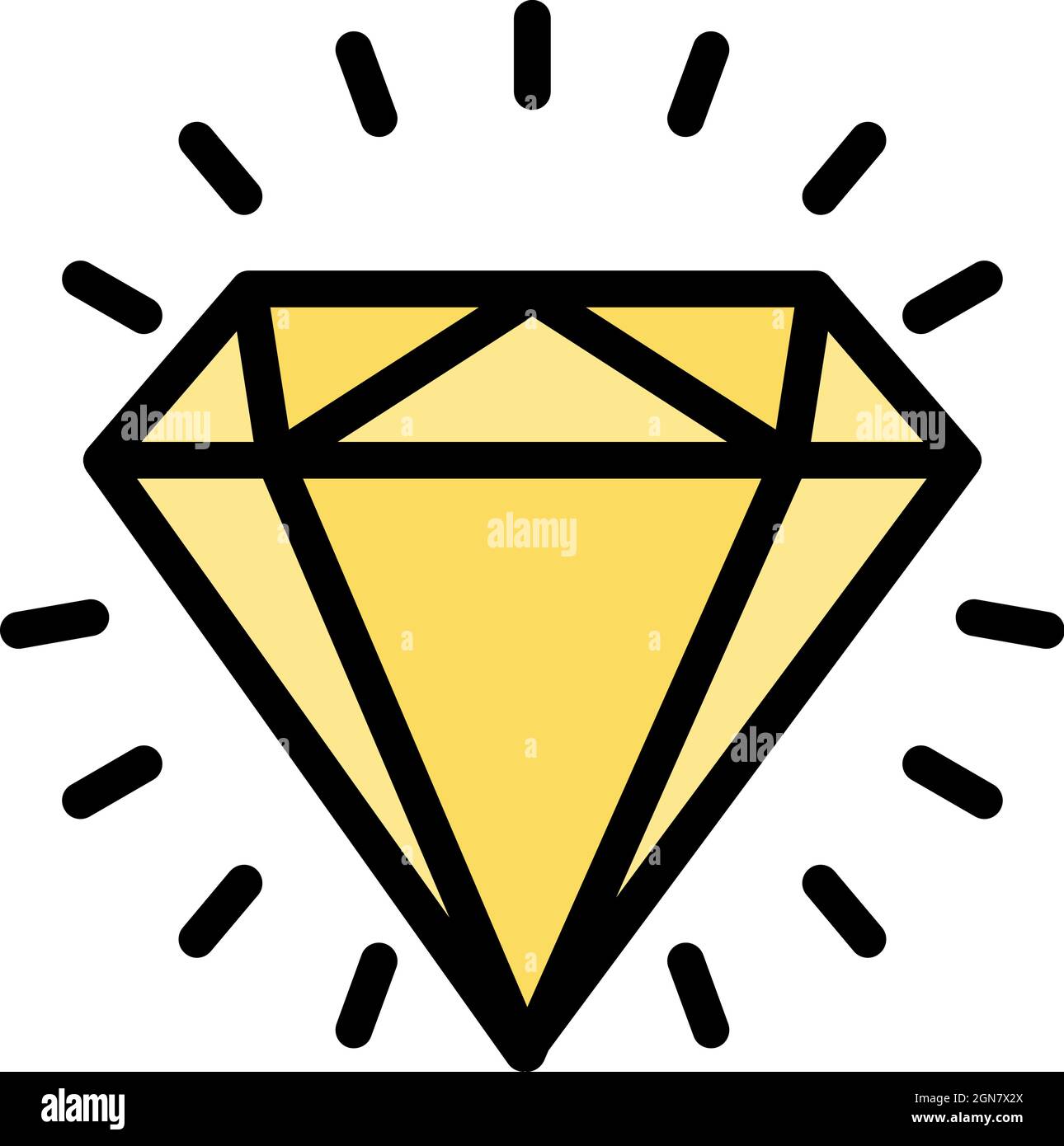 Shiny diamond icon. Outline shiny diamond vector icon color flat ...