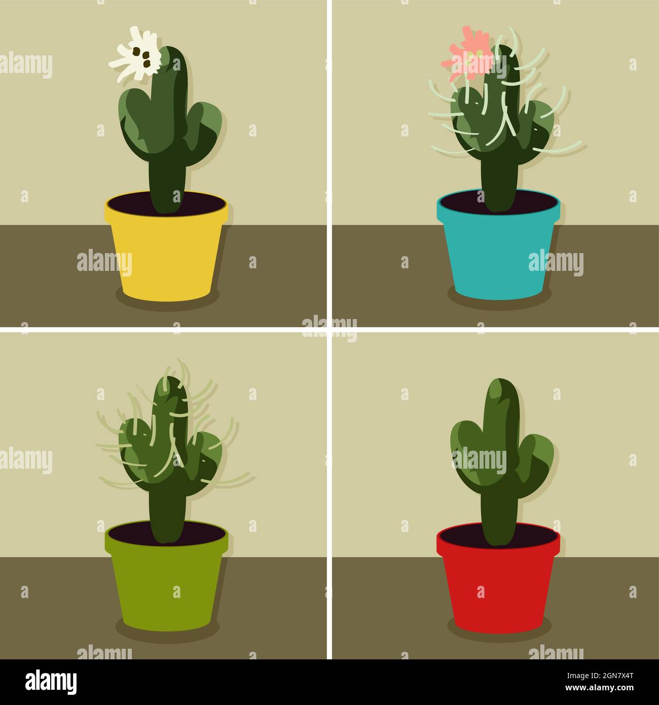 Four cacti illustration - vector illustration Stock Vector Image & Art ...