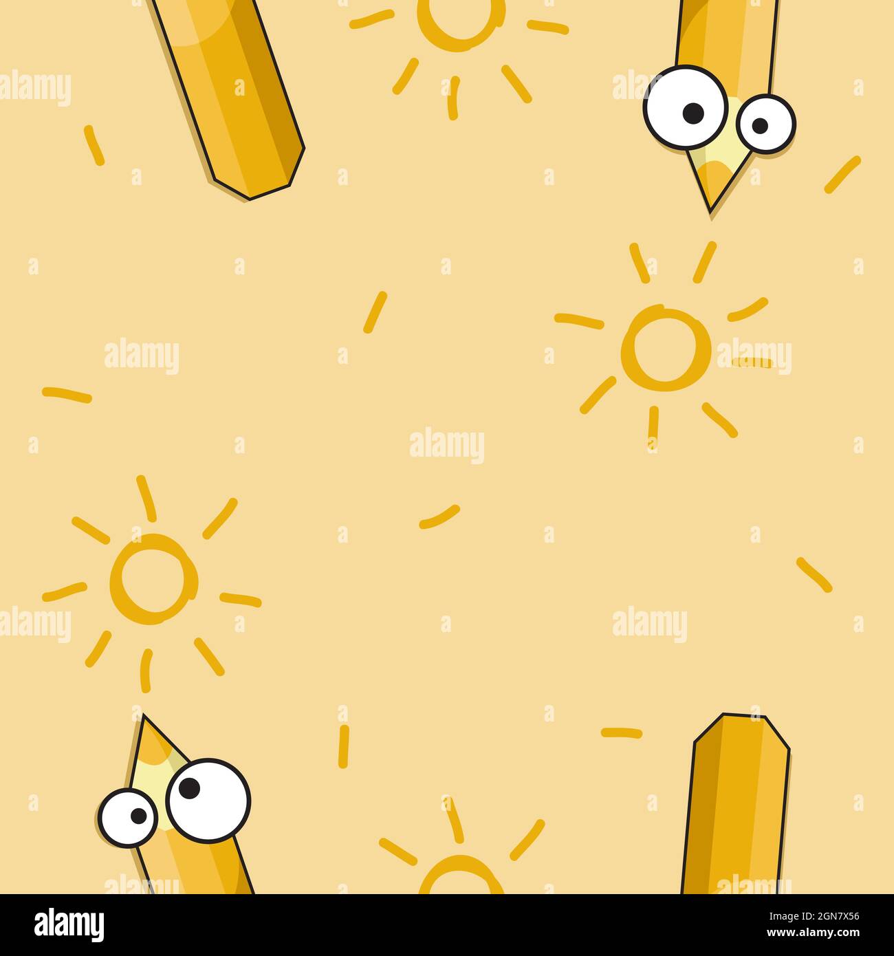 Yellow crayon drawing sun - vector background Stock Vector Image & Art ...