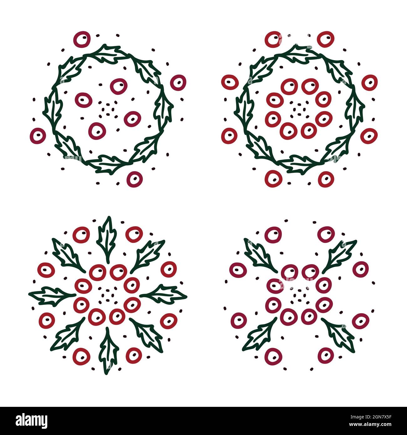 Outline holly tree decorations - vector illustration Stock Vector Image ...