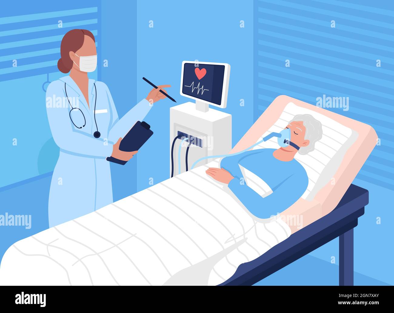Recovery in hospital flat color vector illustration Stock Vector Image ...