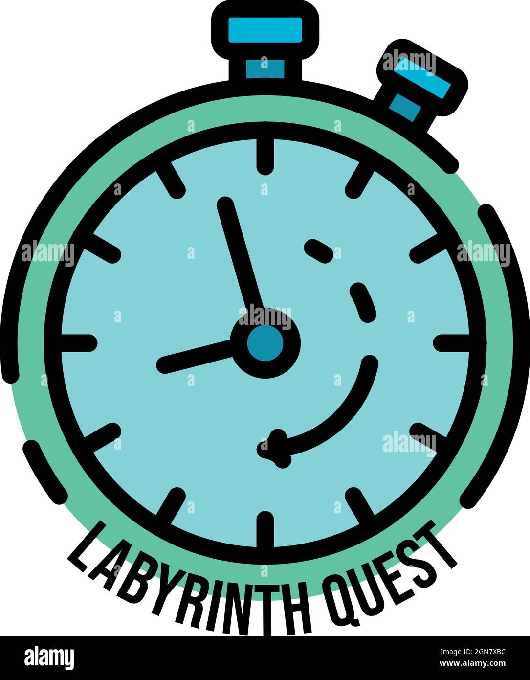 Stopwatch labyrinth quest icon. Outline stopwatch labyrinth quest ...