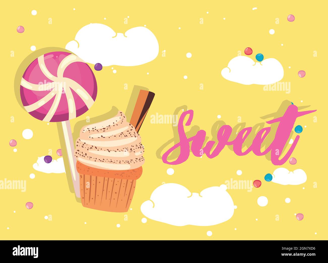 cupcake and candy of sweet food theme Stock Vector Image & Art - Alamy