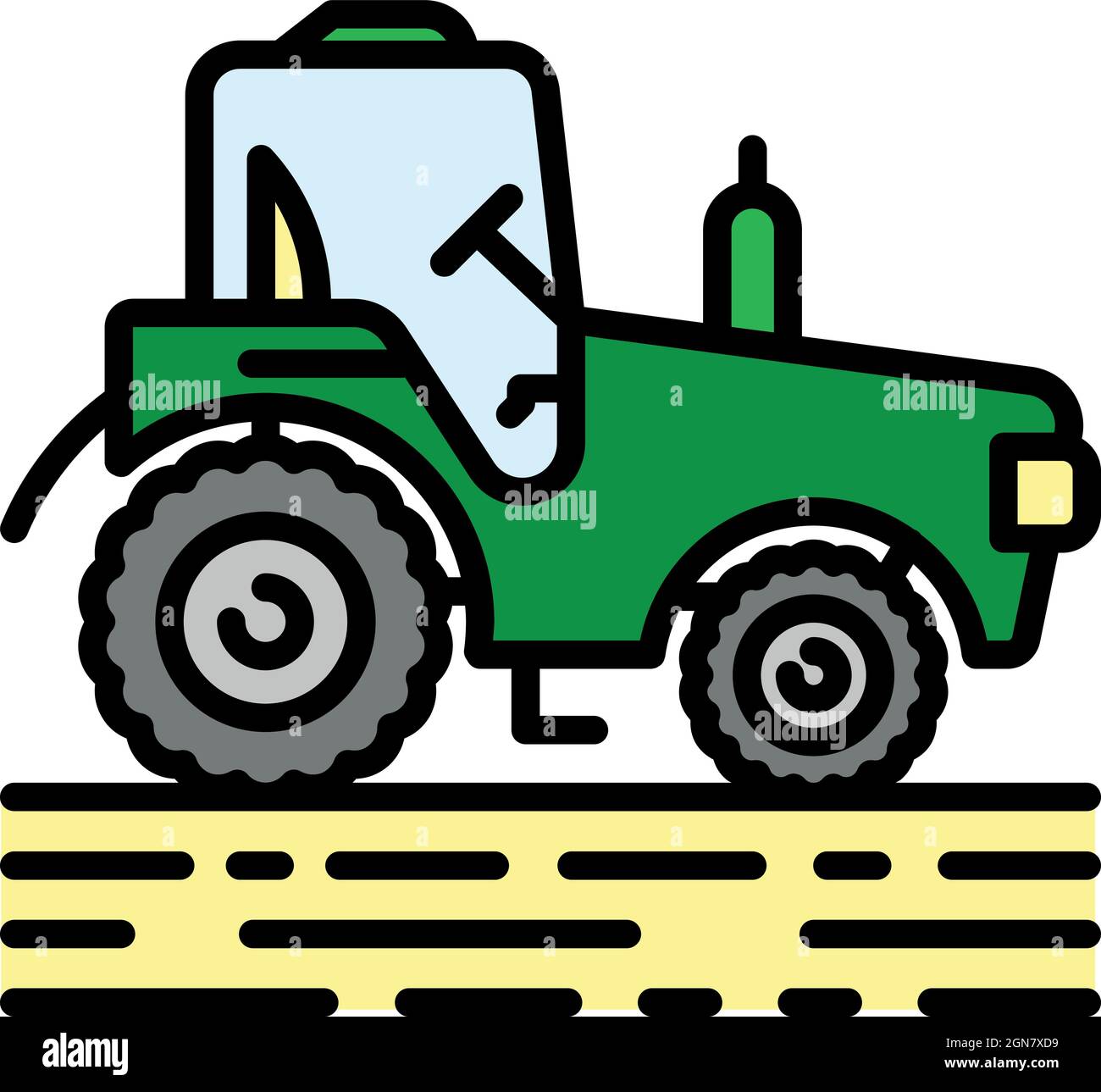 Modern tractor icon. Outline modern tractor vector icon color flat ...