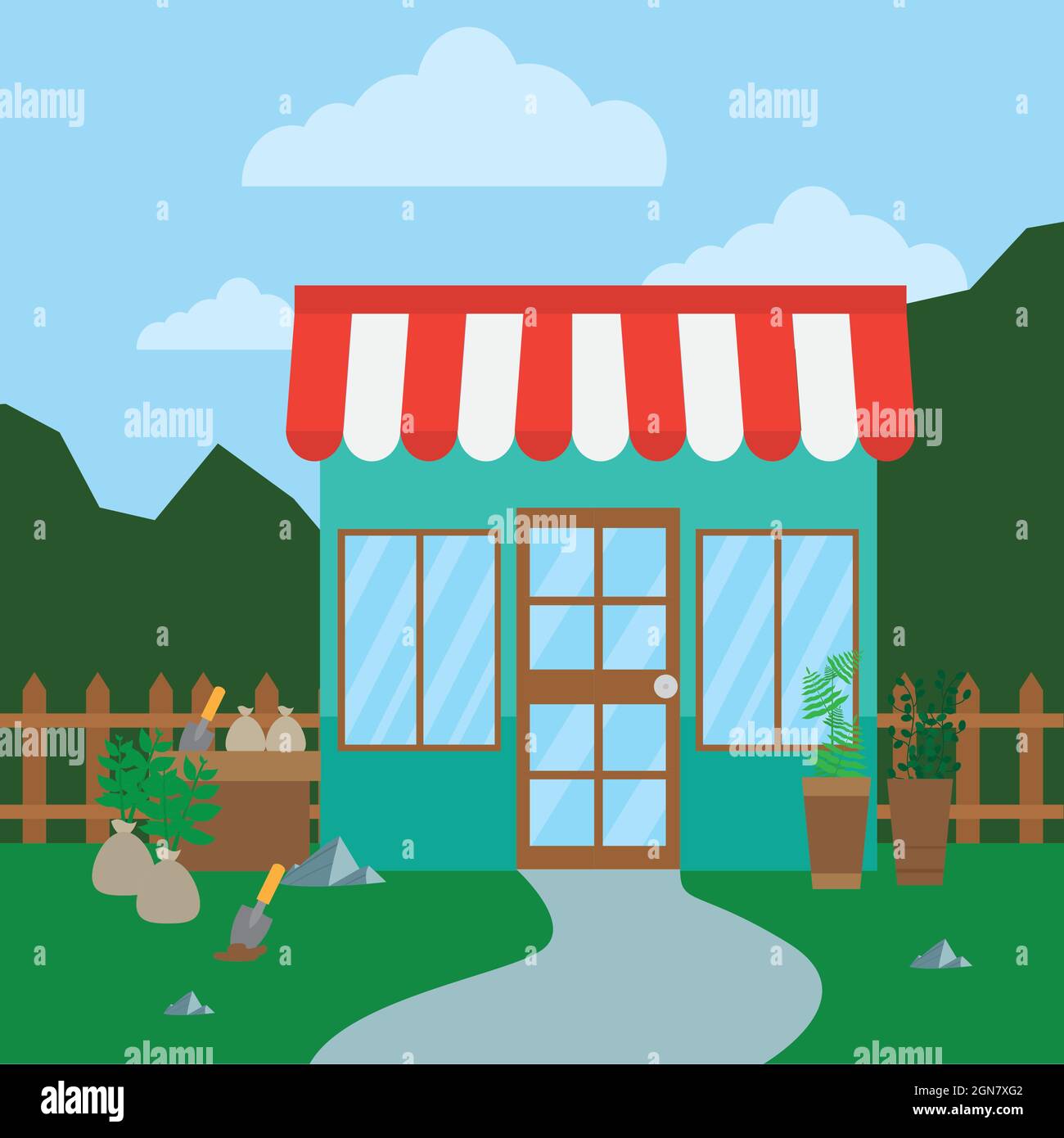 nature store in front of landscape Stock Vector Image & Art - Alamy