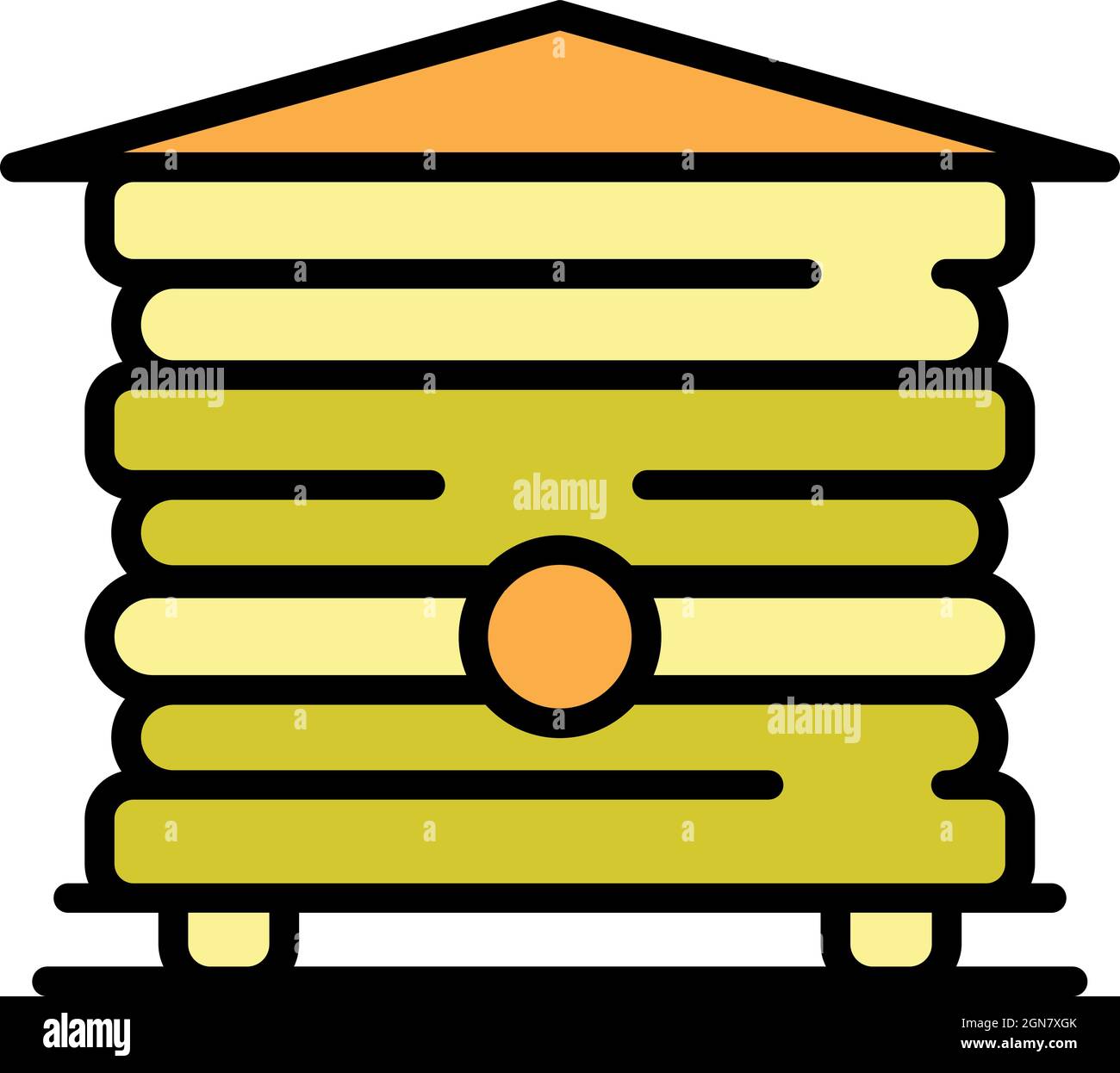 Bee house icon. Outline bee house vector icon color flat isolated Stock ...