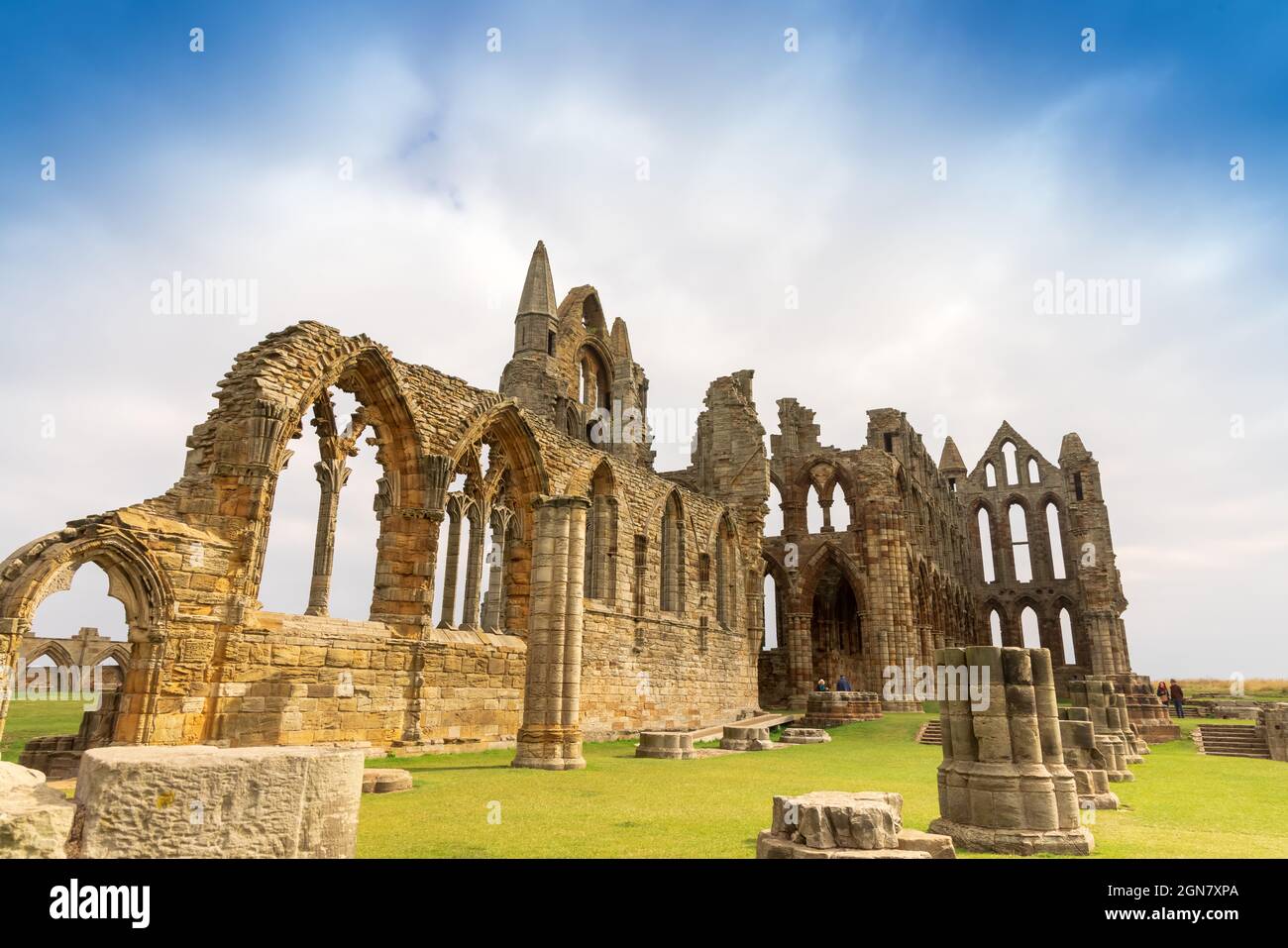 Ruins of Whitby Abbey, a 7th-century Christian monastery that later ...