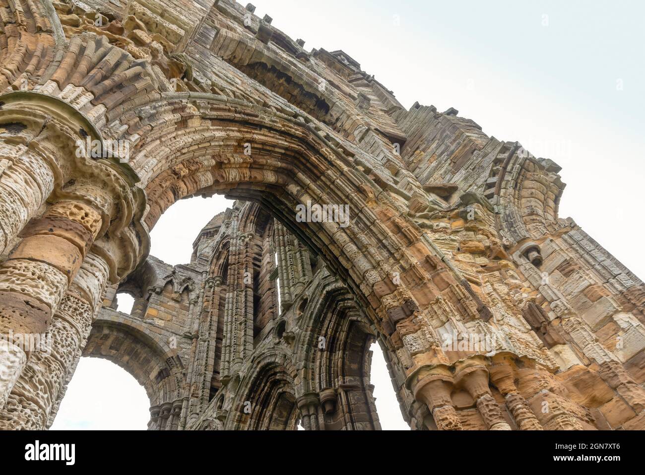 Ruins of Whitby Abbey, a 7th-century Christian monastery that later ...
