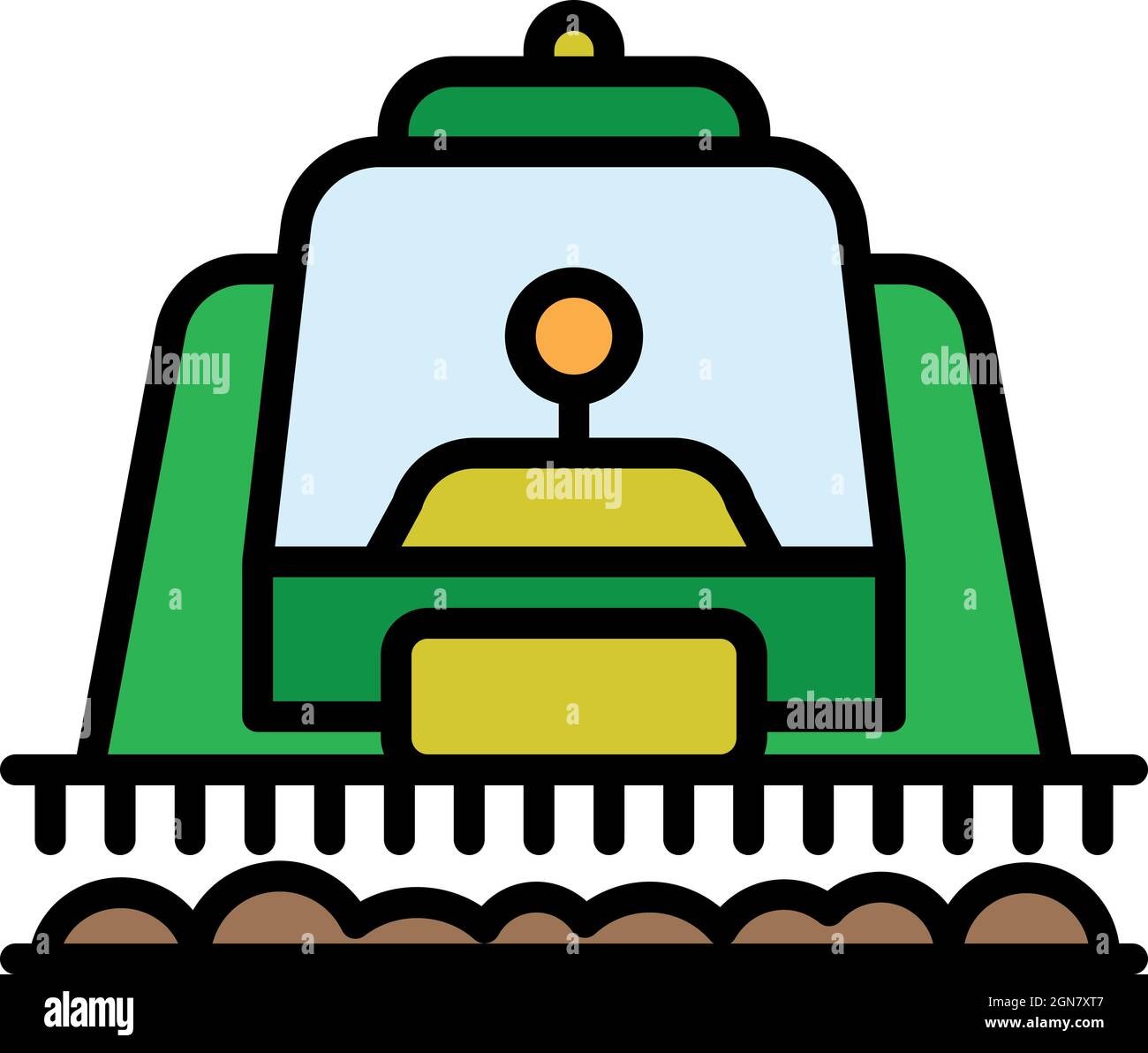 Front side of combine icon. Outline front side of combine vector icon ...