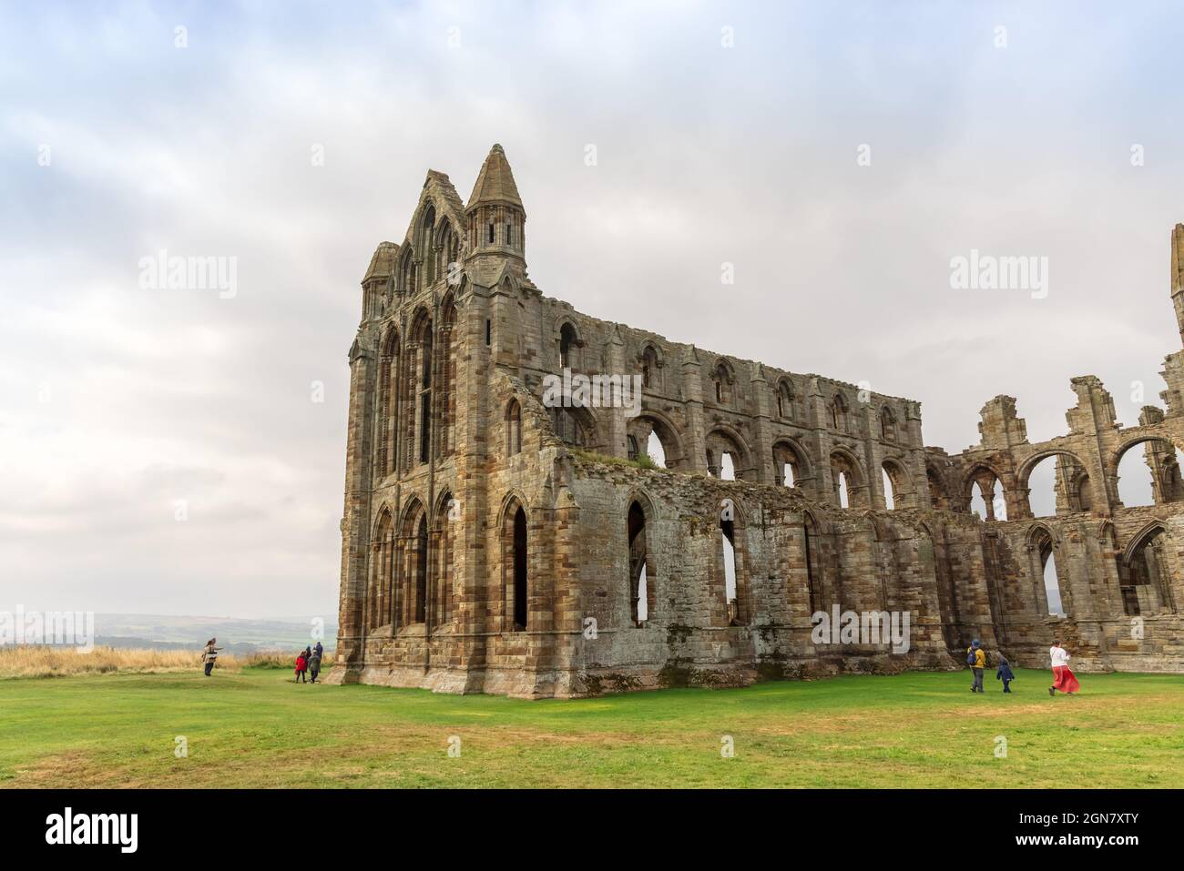 Ruins of Whitby Abbey, a 7th-century Christian monastery that later ...
