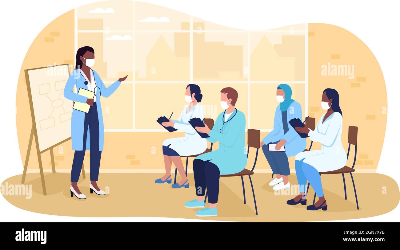 Presentation for nurses 2D vector isolated illustration Stock Vector ...