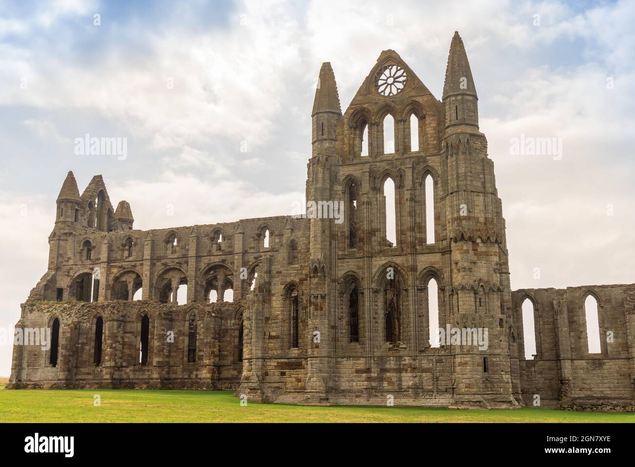 Ruins of Whitby Abbey, a 7th-century Christian monastery that later ...