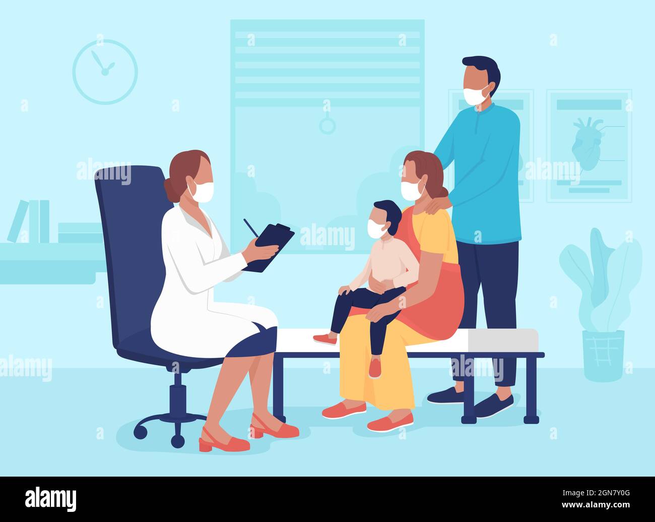 Doctor office visit flat color vector illustration Stock Vector Image ...