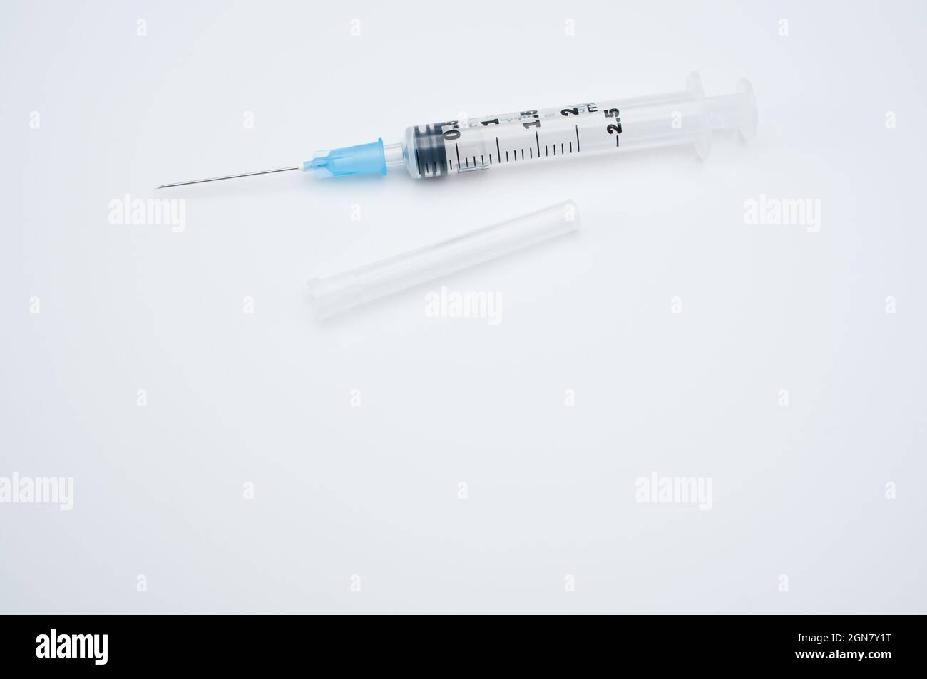 isolated sterilized injection syringe on a white background Stock Photo ...