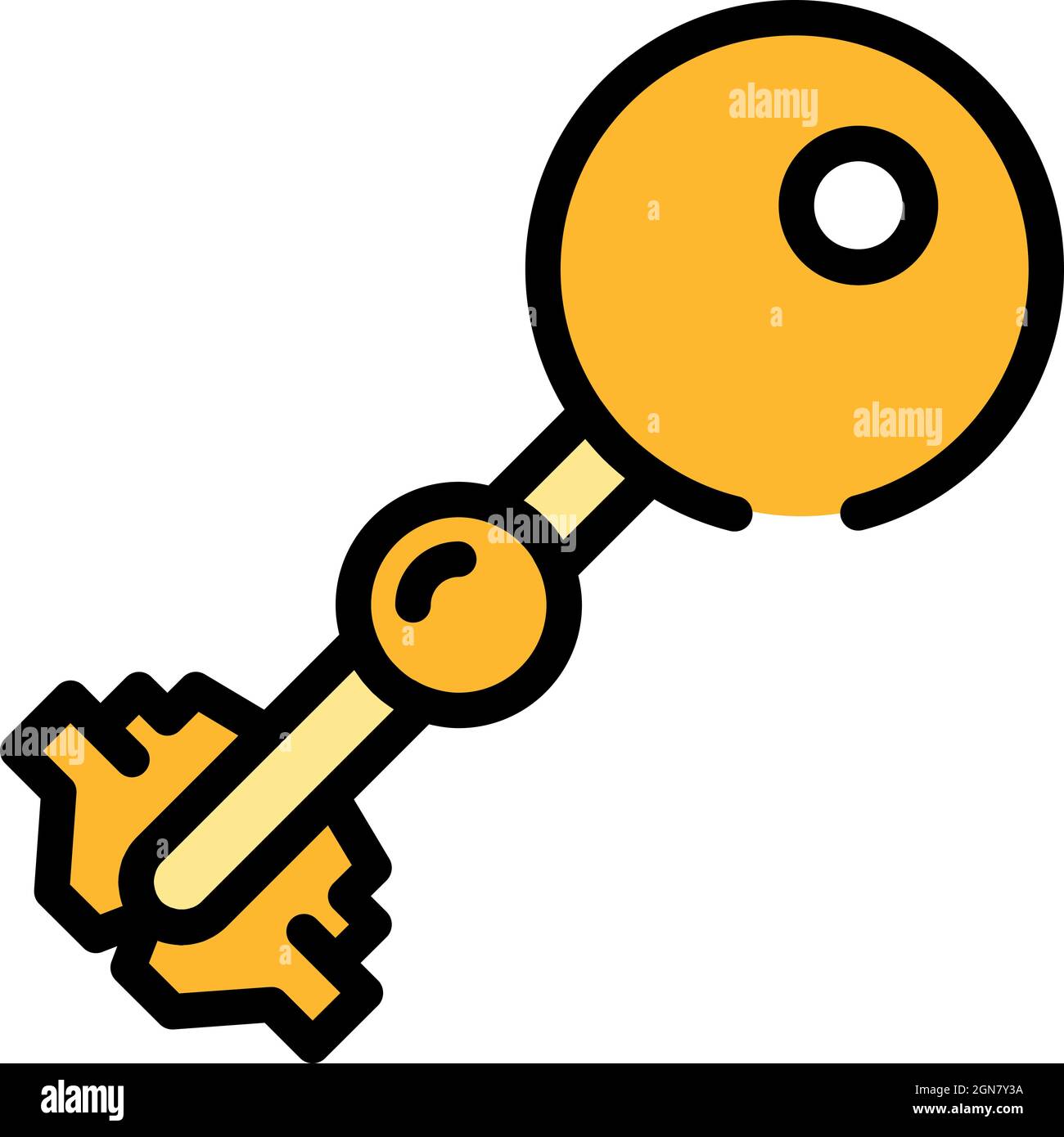 Quest gold key icon. Outline quest gold key vector icon color flat ...