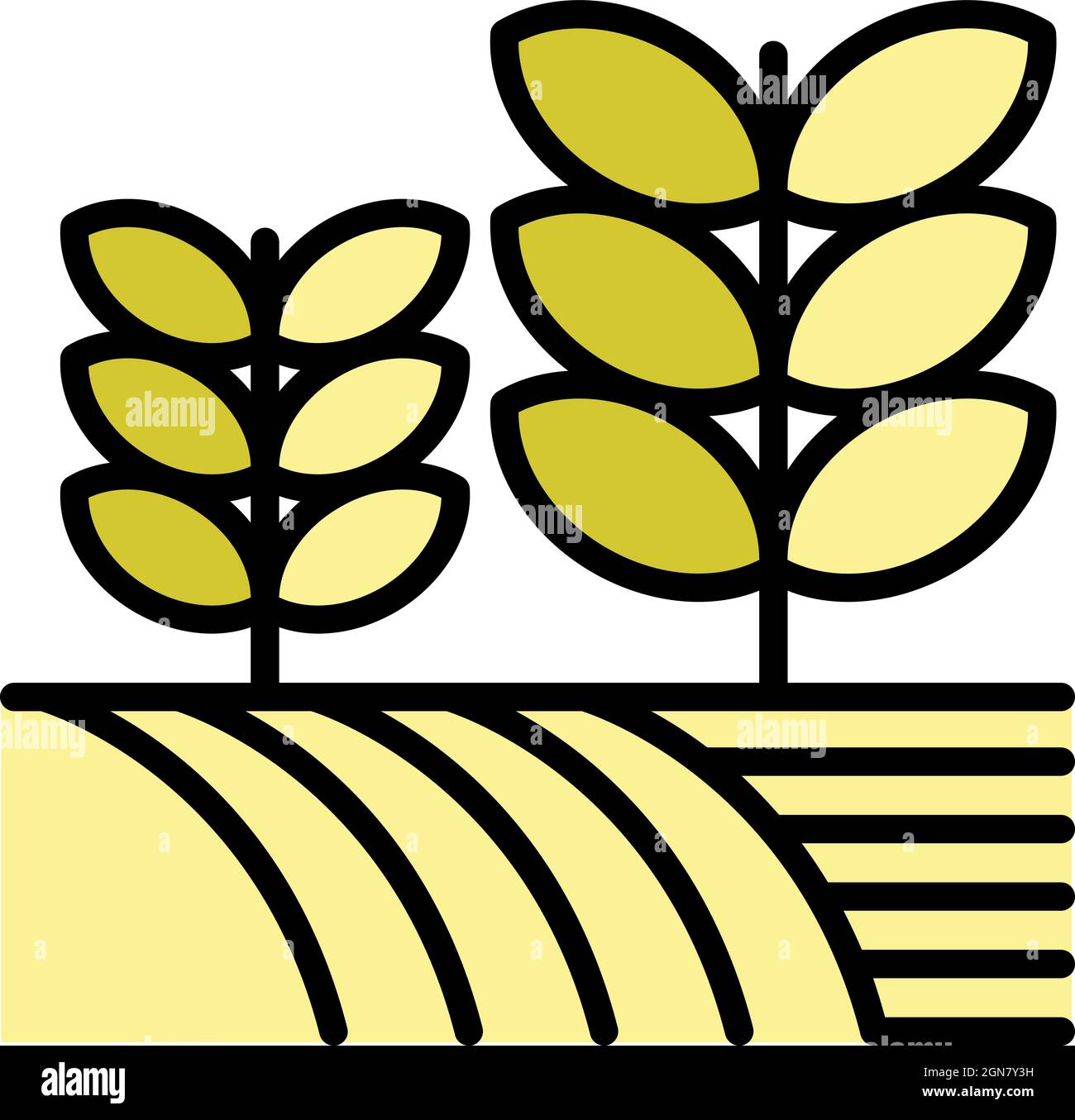 Plants on farm field icon. Outline plants on farm field vector icon ...