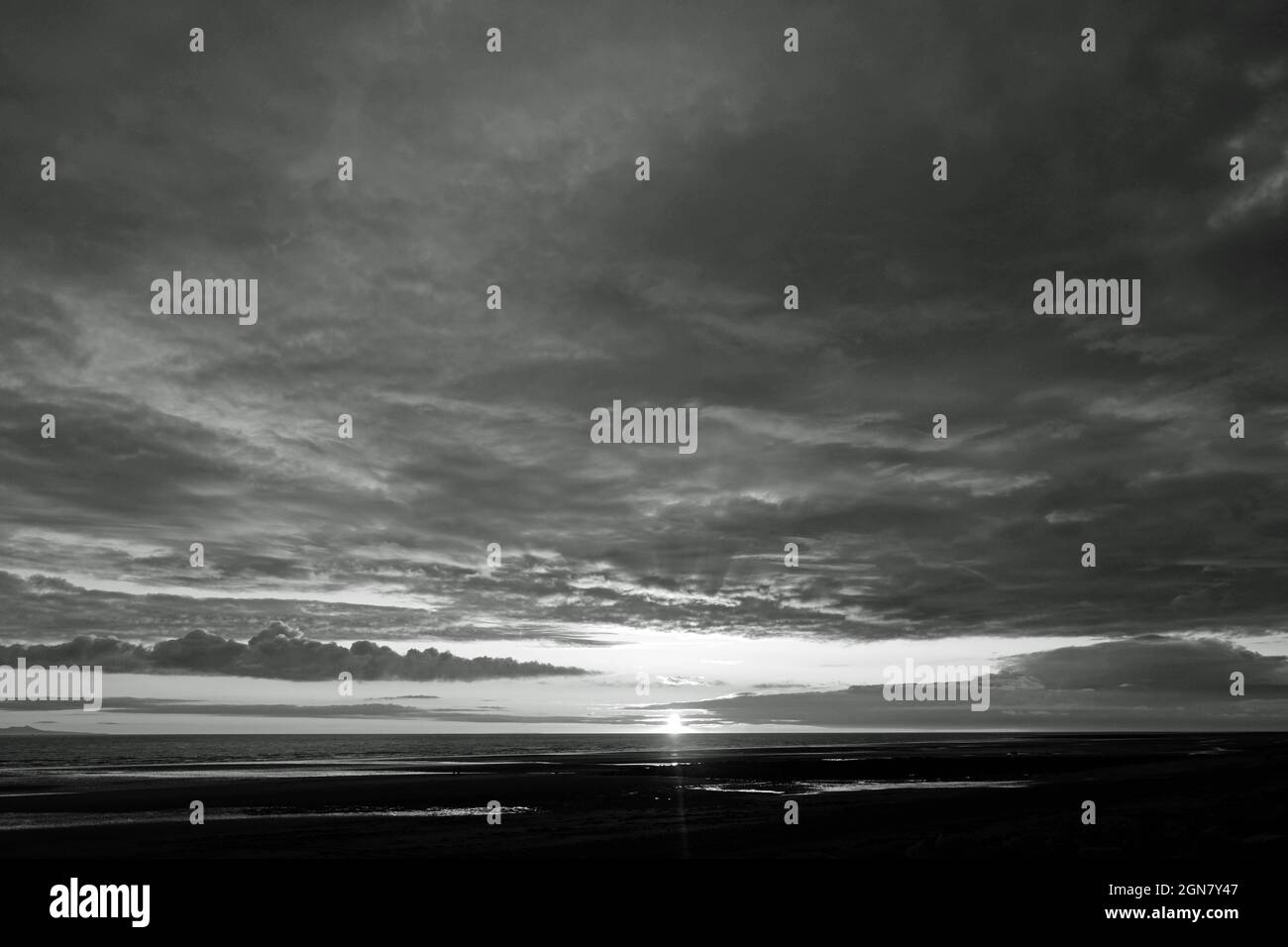 Seascale sunset (monochrome Stock Photo - Alamy