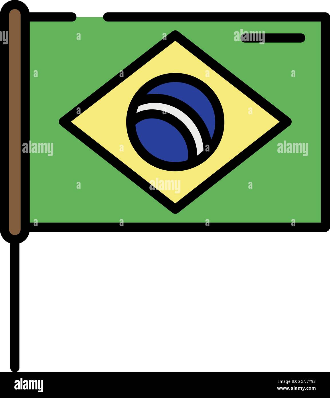 Brazil flag icon. Outline Brazil flag vector icon color flat isolated ...