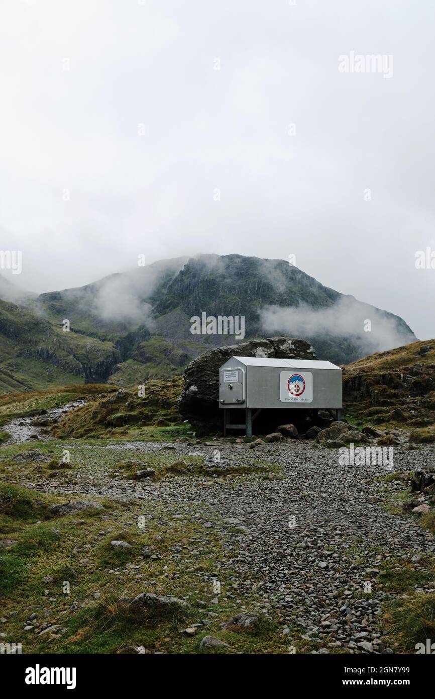 Styhead Tarn Mountain Rescue Box Stock Photo - Alamy