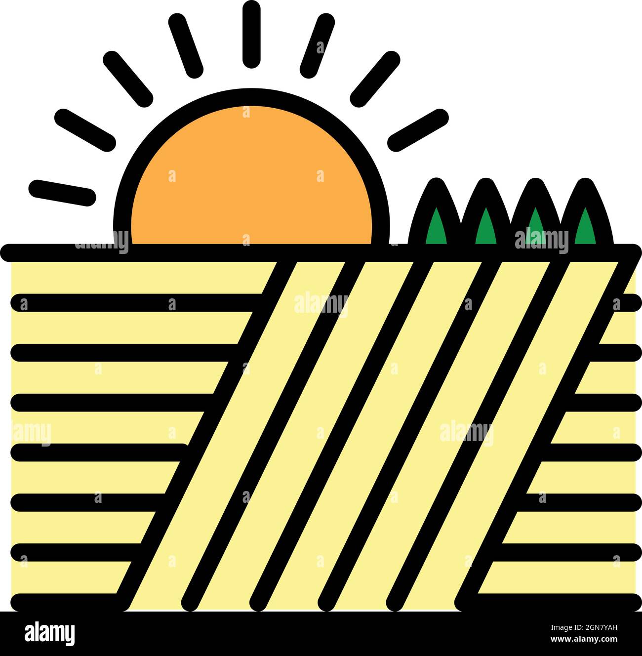 Farm field icon. Outline farm field vector icon color flat isolated ...