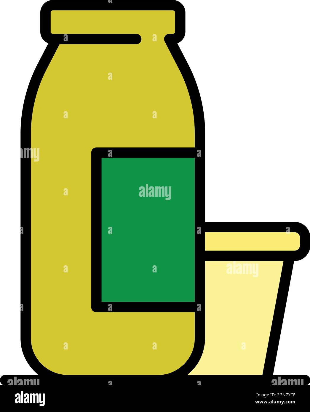 Milk bottle icon. Outline milk bottle vector icon color flat isolated ...