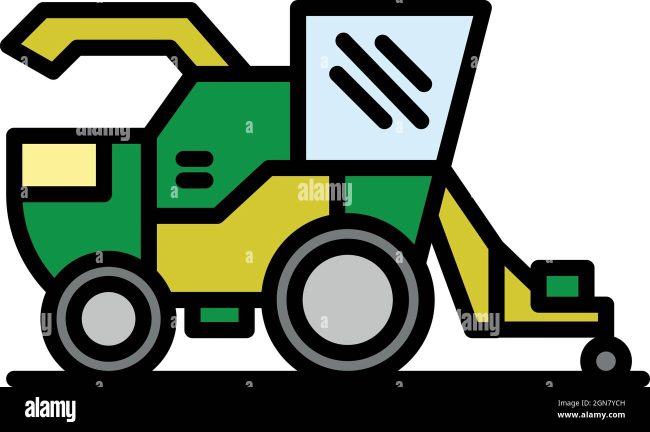 Combine harvester icon. Outline combine harvester vector icon color ...