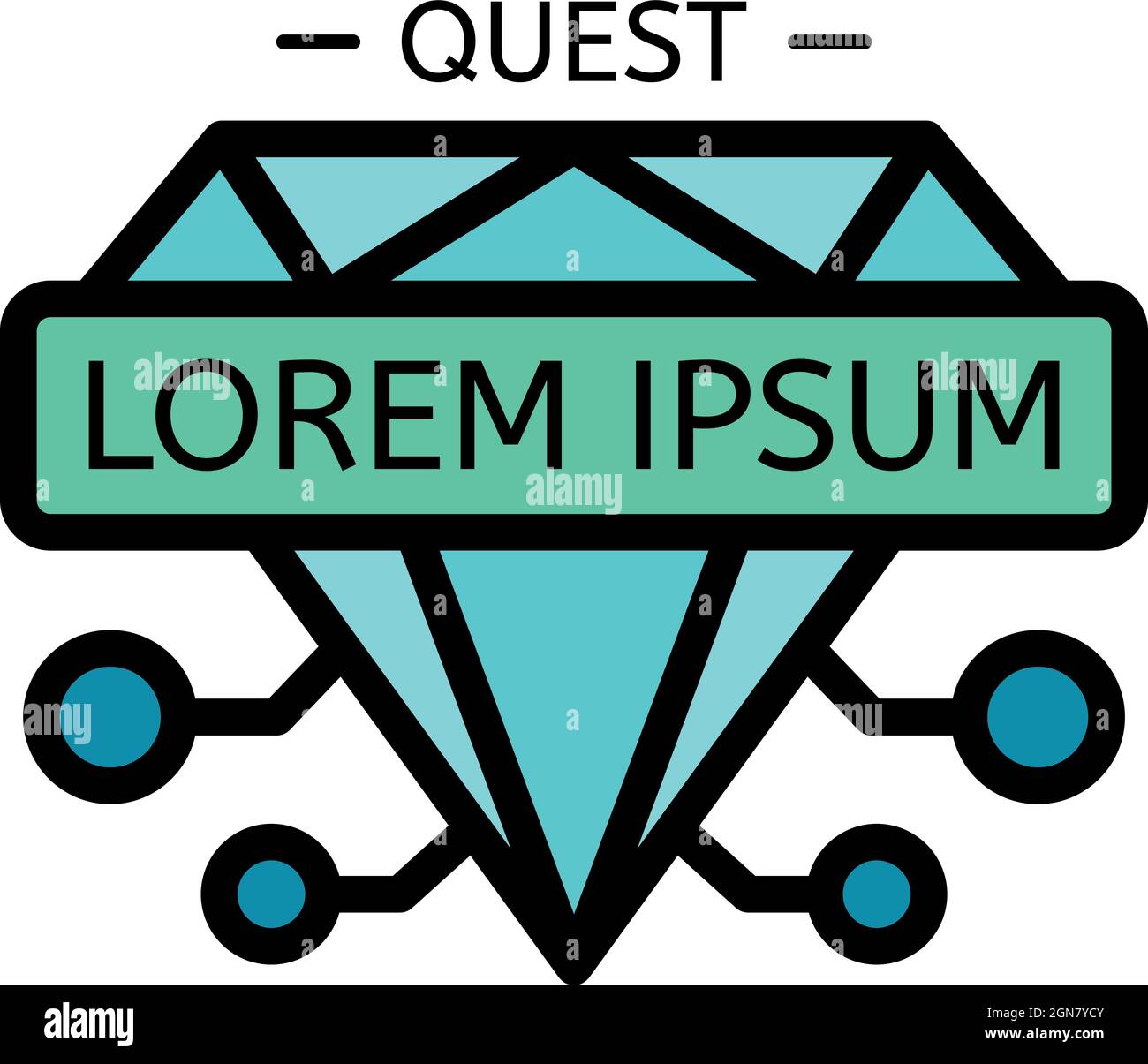 Diamond quest icon. Outline diamond quest vector icon color flat ...