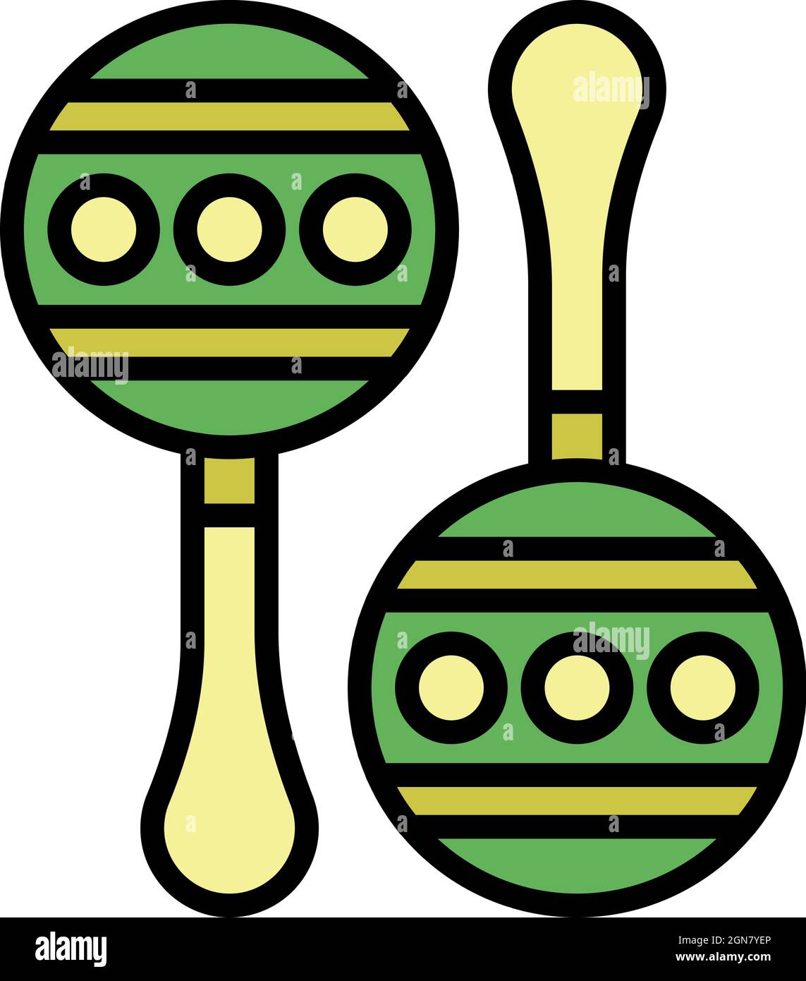 Carnival maracas icon. Outline carnival maracas vector icon color flat ...