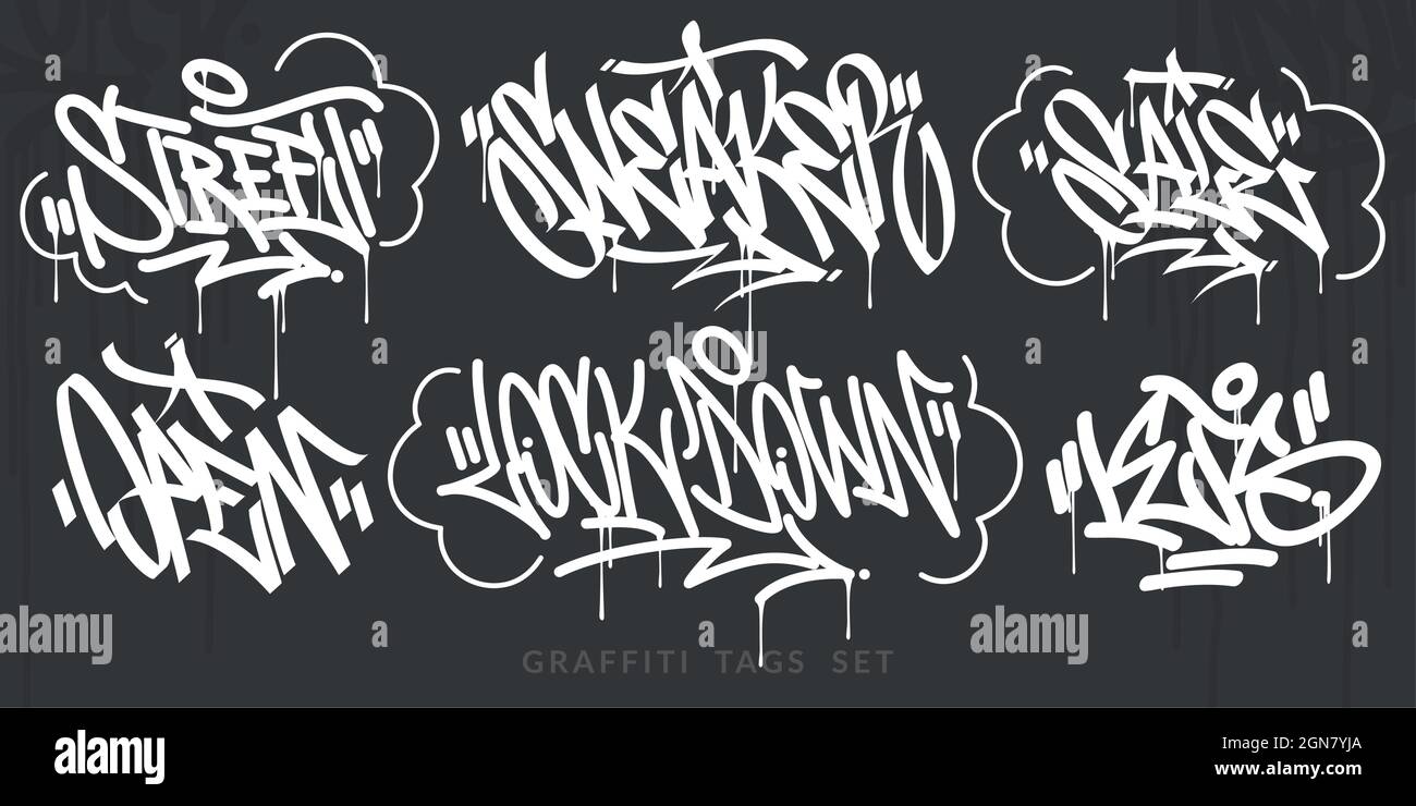 Abstract Handwritten Hip Hop Urban Street Art Graffiti Style Words ...