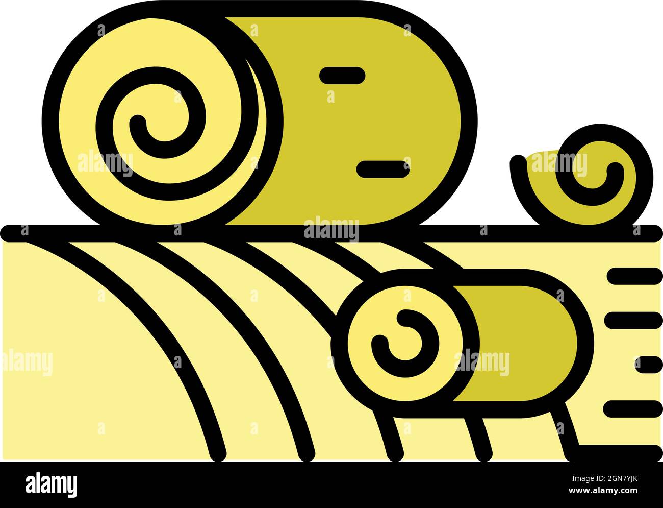 Roll hay on field icon. Outline roll hay on field vector icon color ...
