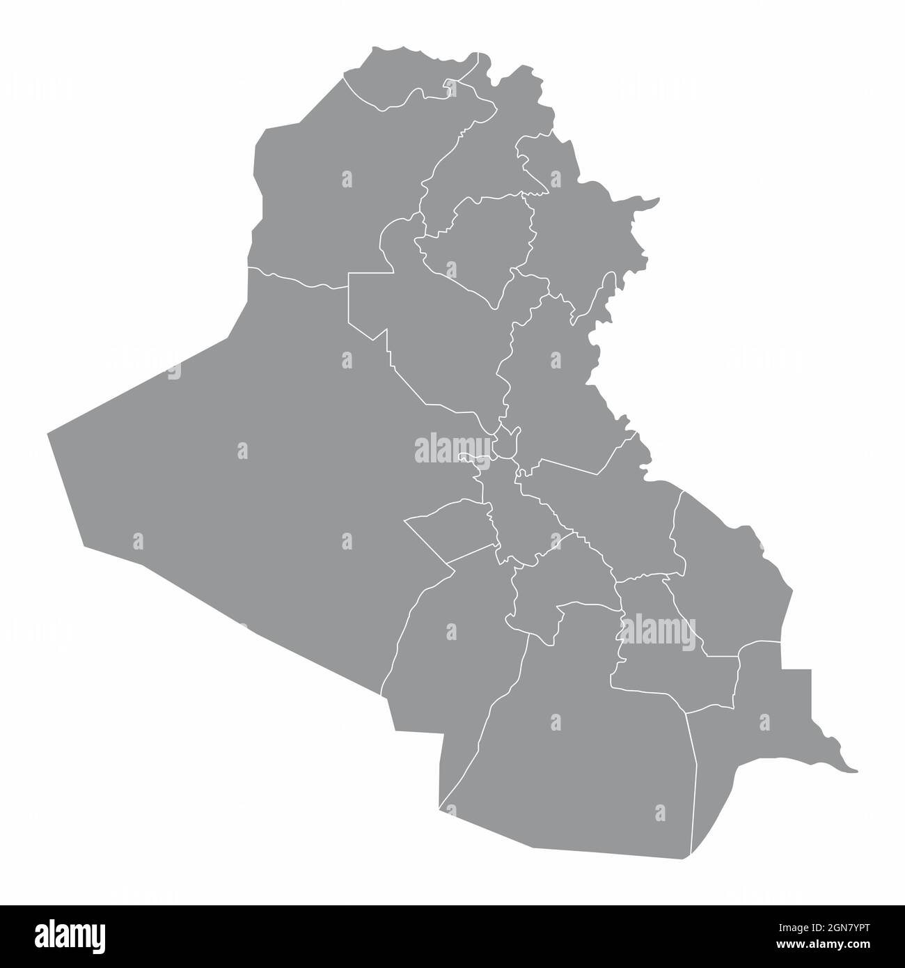 Iraq administrative map isolated on white background Stock Vector Image ...