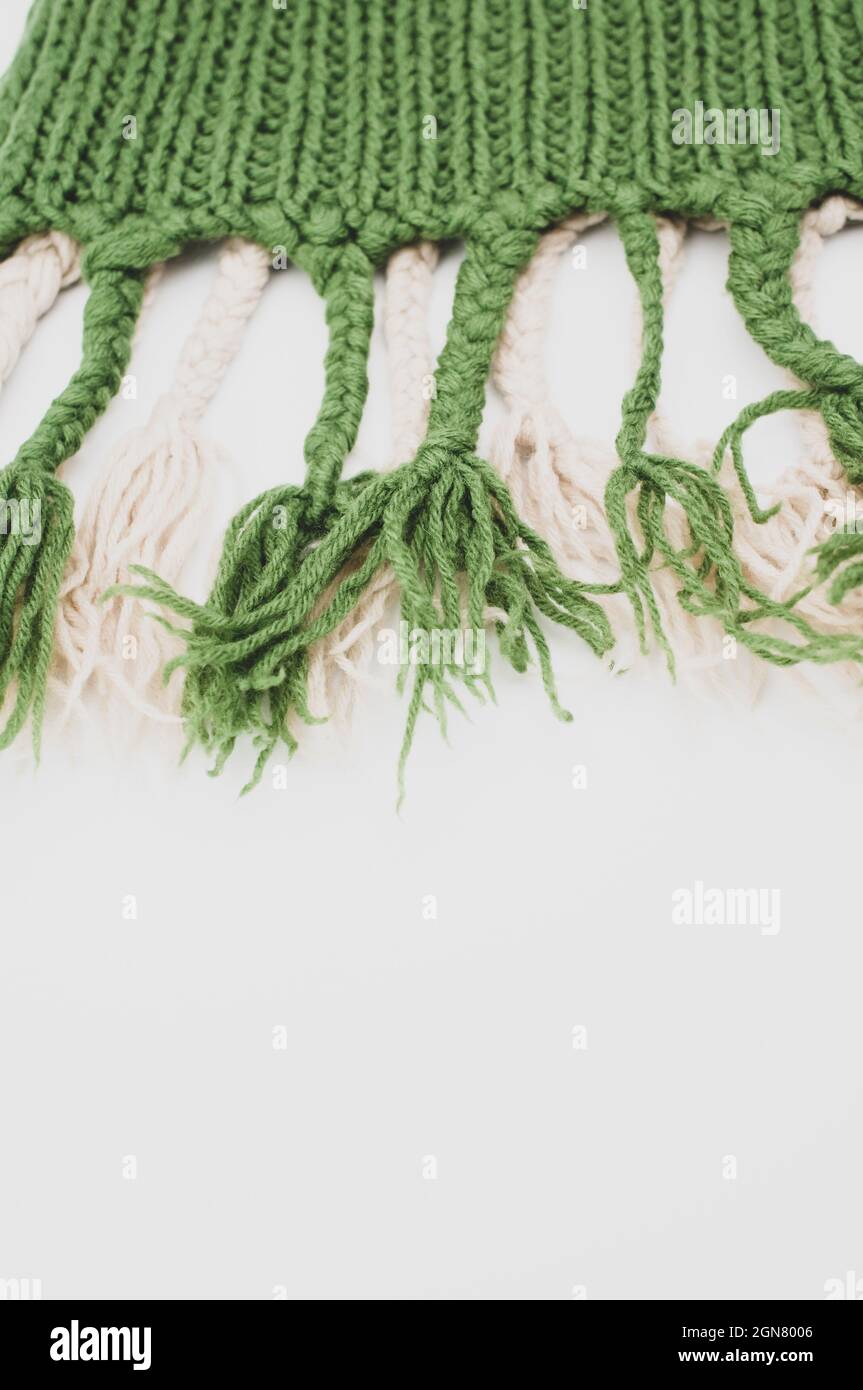 knitted soft natural wool on a white background Stock Photo - Alamy