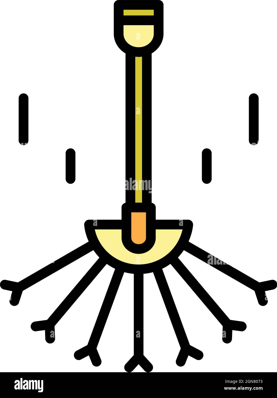 Leaf rake icon. Outline leaf rake vector icon color flat isolated Stock ...