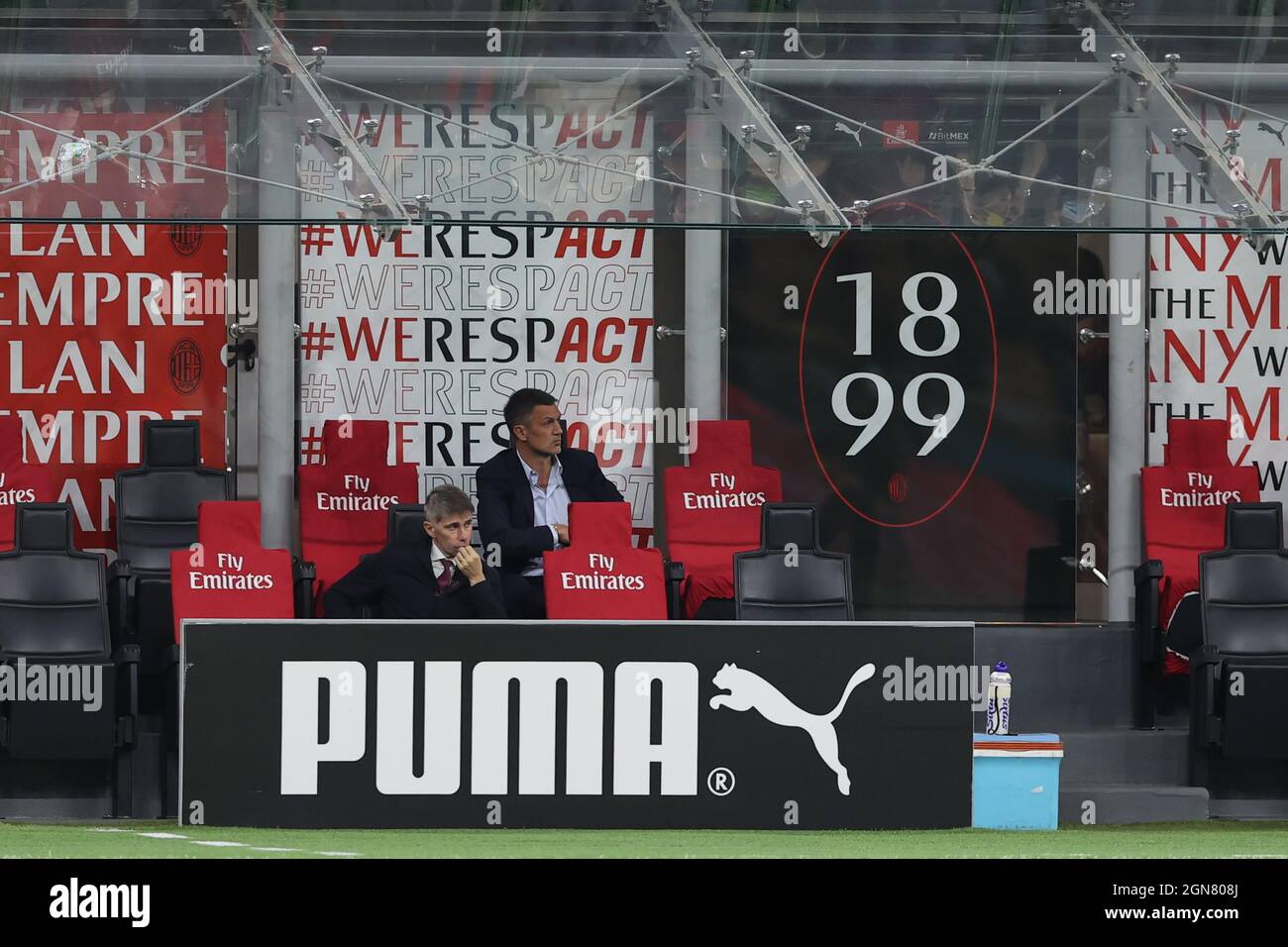 Paolo Maldini Technical Area Director of AC Milan and Frederic Massara ...