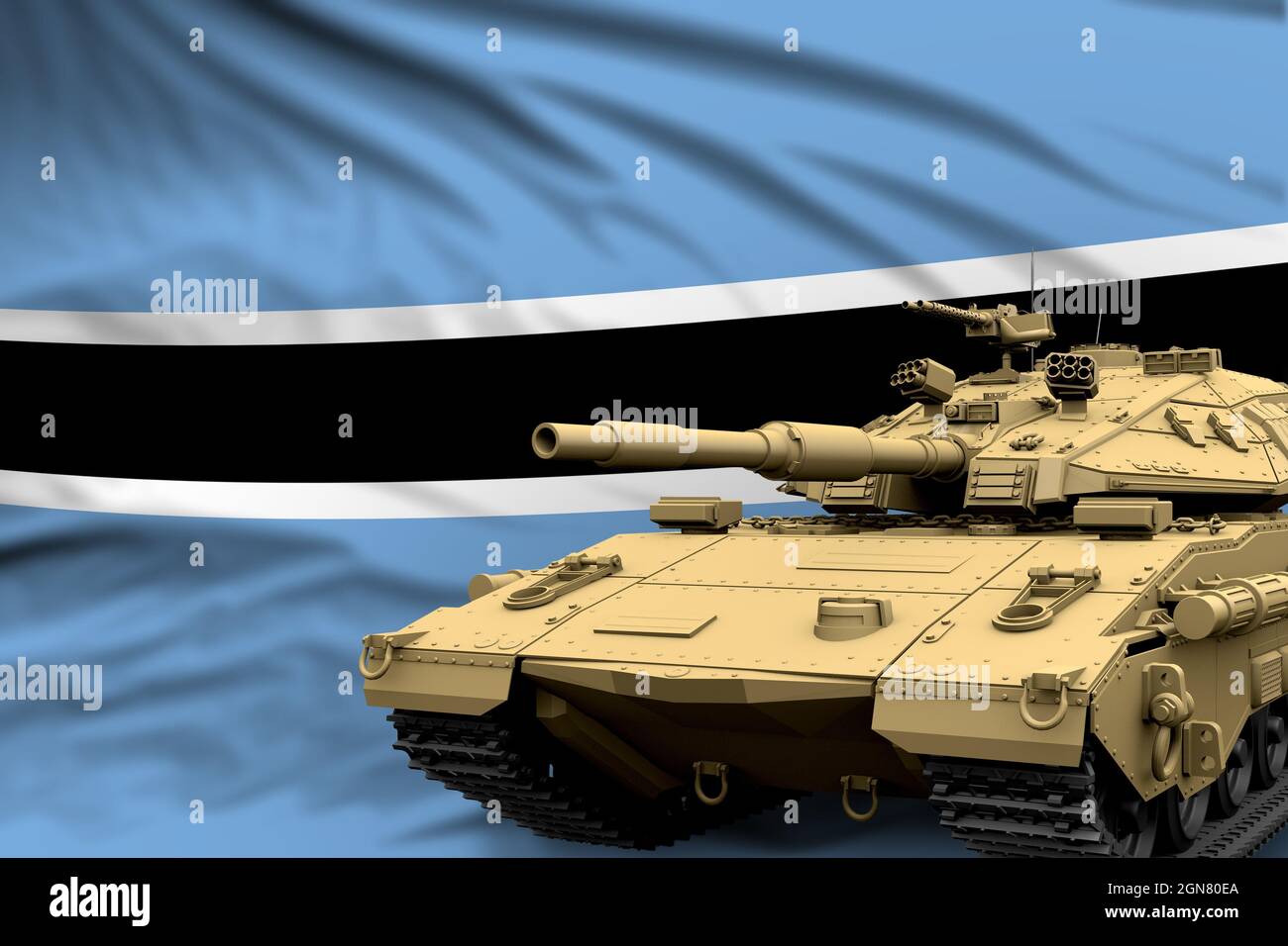 Heavy tank with fictional design on Botswana flag background - modern ...