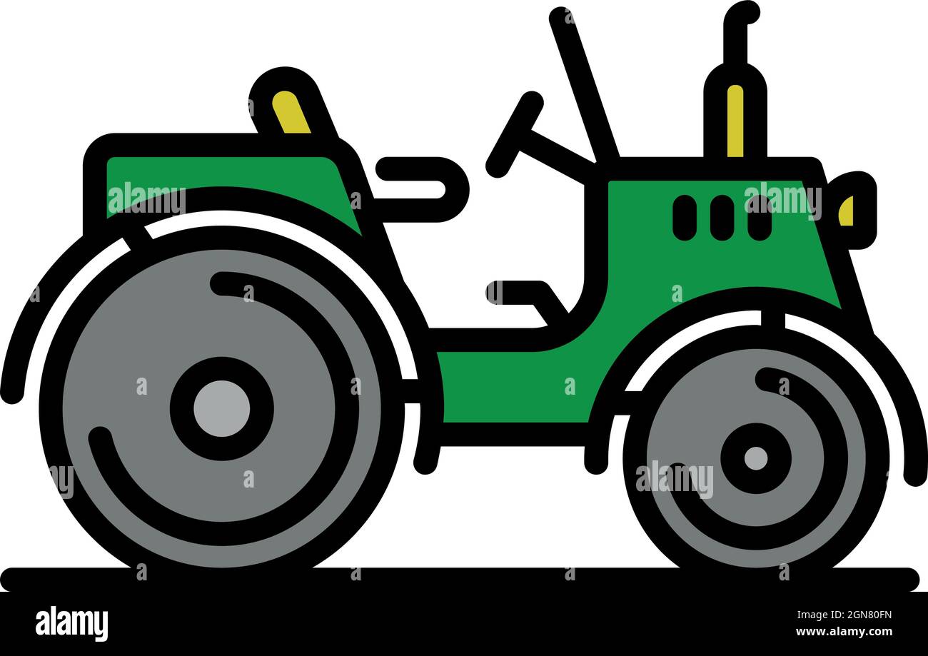 Old farm tractor icon. Outline old farm tractor vector icon color flat ...