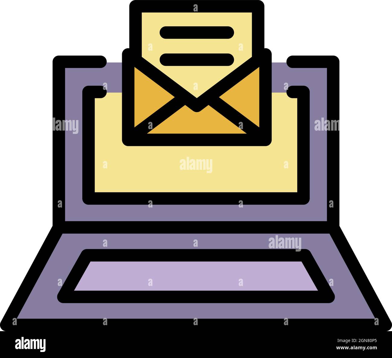 Inbox laptop icon. Outline inbox laptop vector icon color flat isolated ...