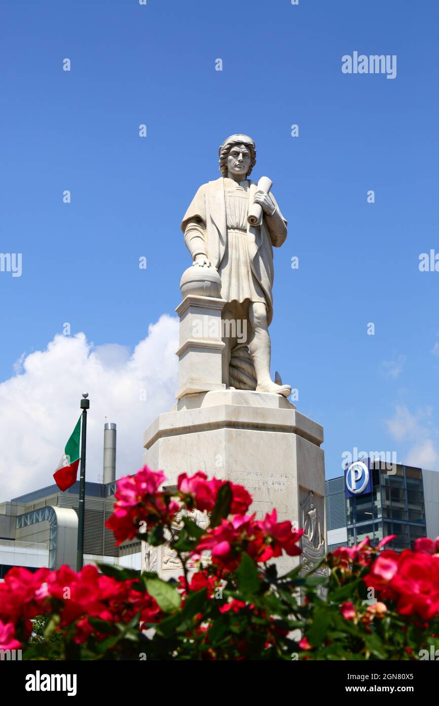 Statue of Christopher Columbus in Columbus Park, Inner Harbor ...