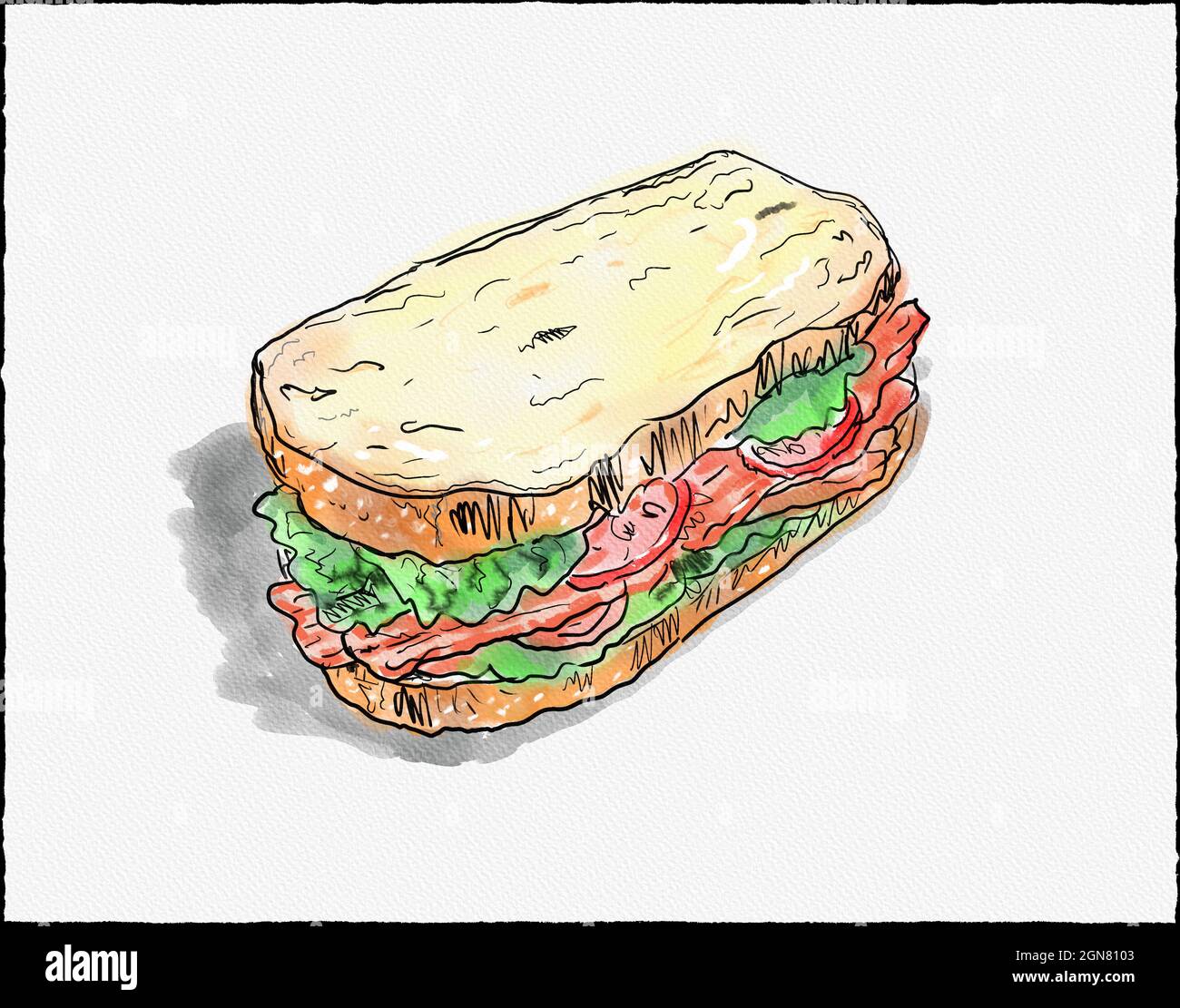 BLT Sandwich Watercolor Illustration Stock Photo - Alamy