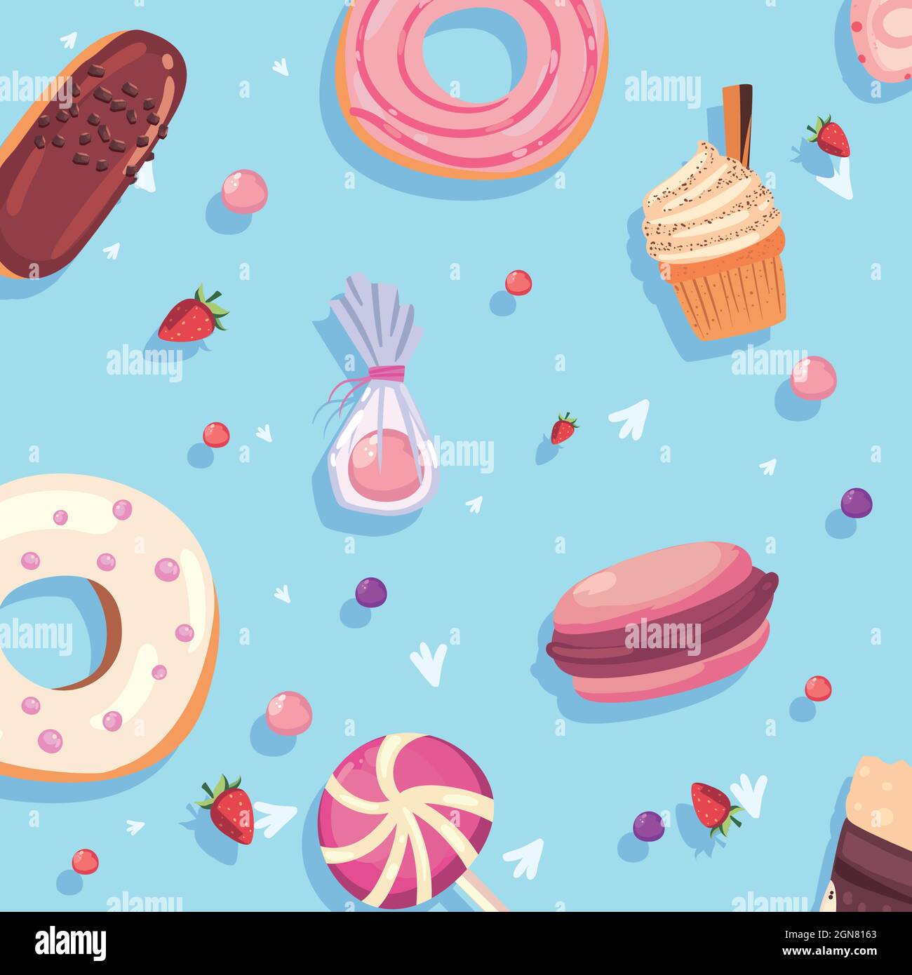 Sweet food icon set on blue background Stock Vector Image & Art - Alamy