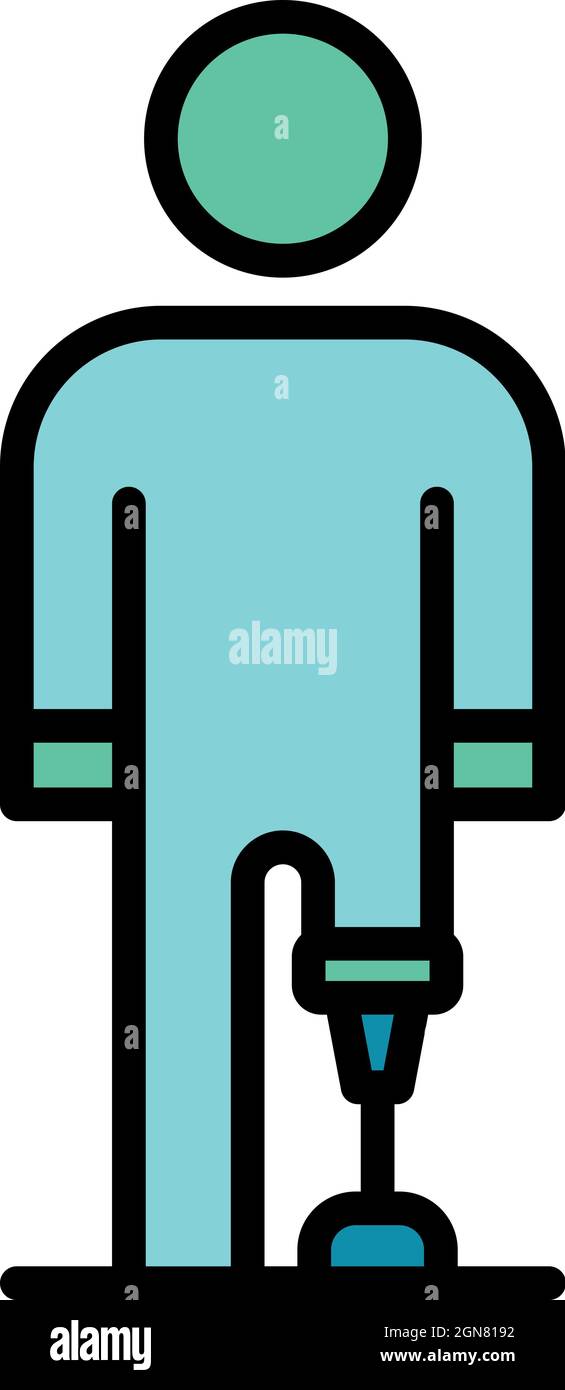 Man with prosthetic leg icon. Outline man with prosthetic leg vector ...