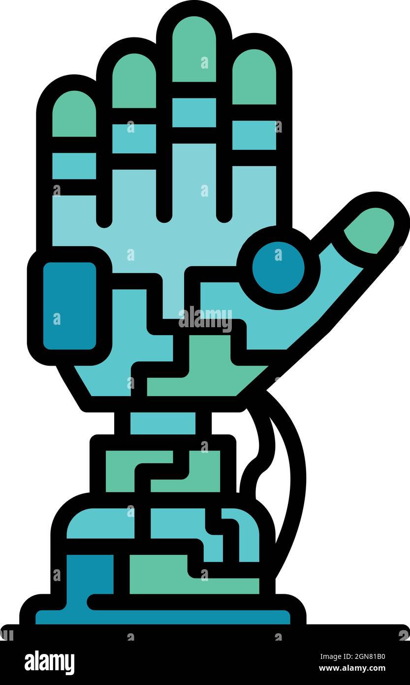 Robotic palm icon. Outline robotic palm vector icon color flat isolated ...