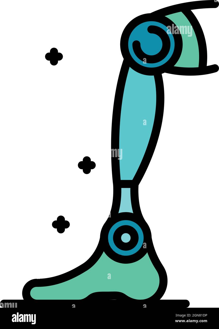 Mechanical leg icon. Outline mechanical leg vector icon color flat ...