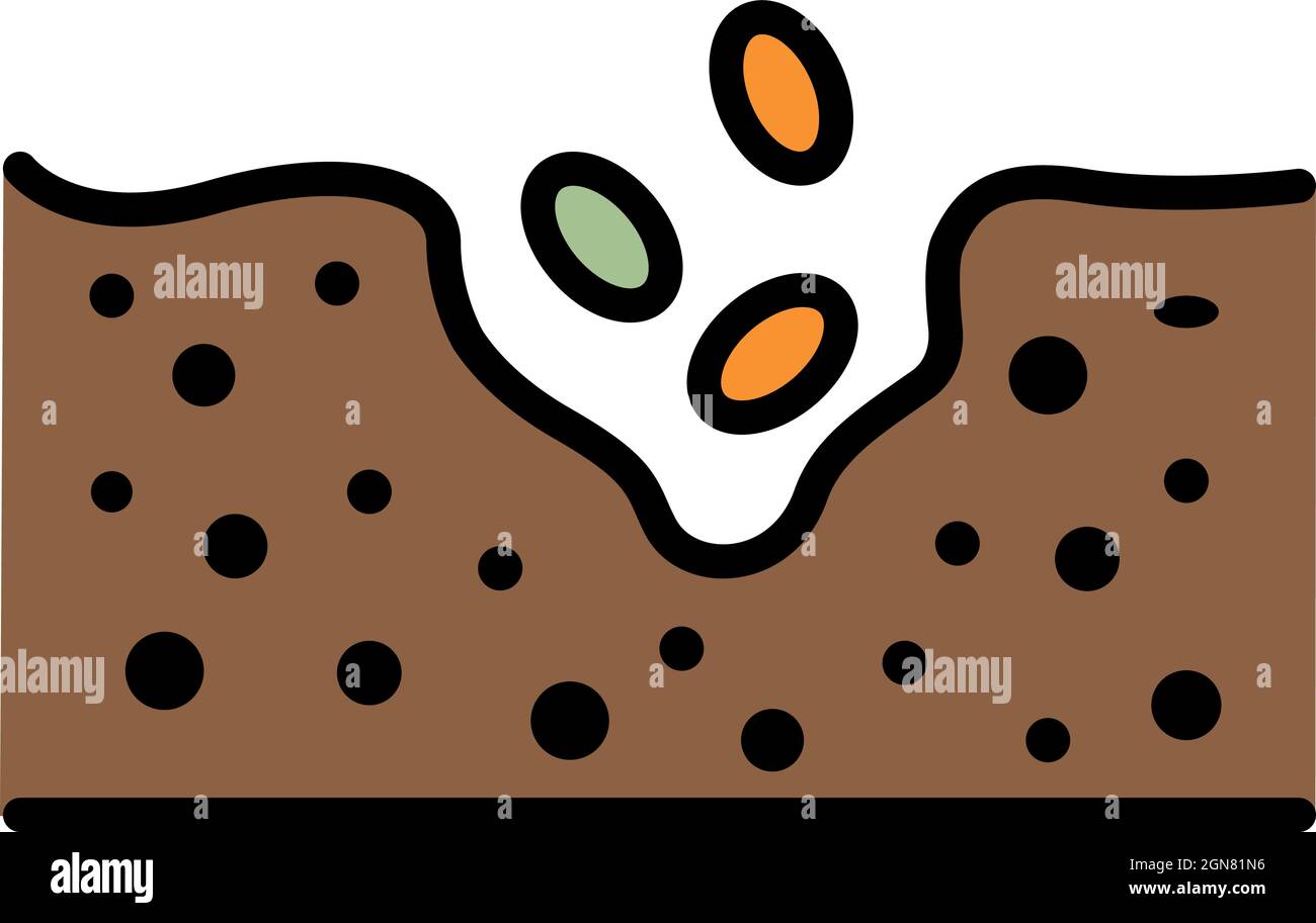 Seeds in the ground icon. Outline seeds in the ground vector icon color ...