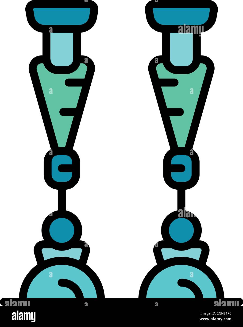 Prosthetic legs icon. Outline prosthetic legs vector icon color flat ...
