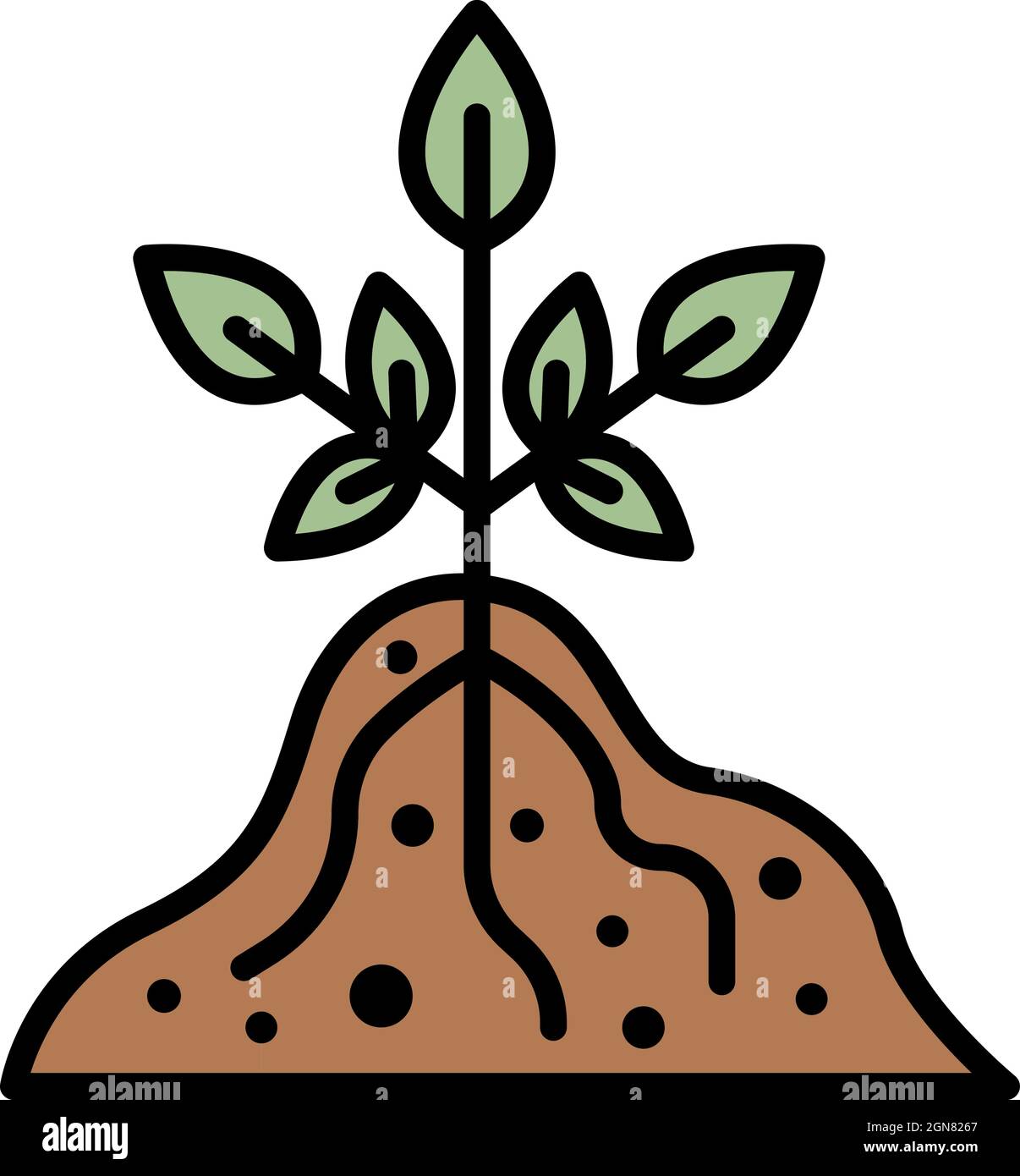 Root plant icon. Outline root plant vector icon color flat isolated ...
