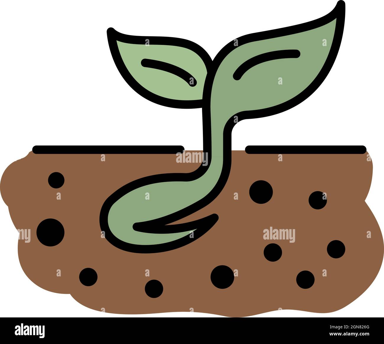 Sprouted seed icon. Outline sprouted seed vector icon color flat ...