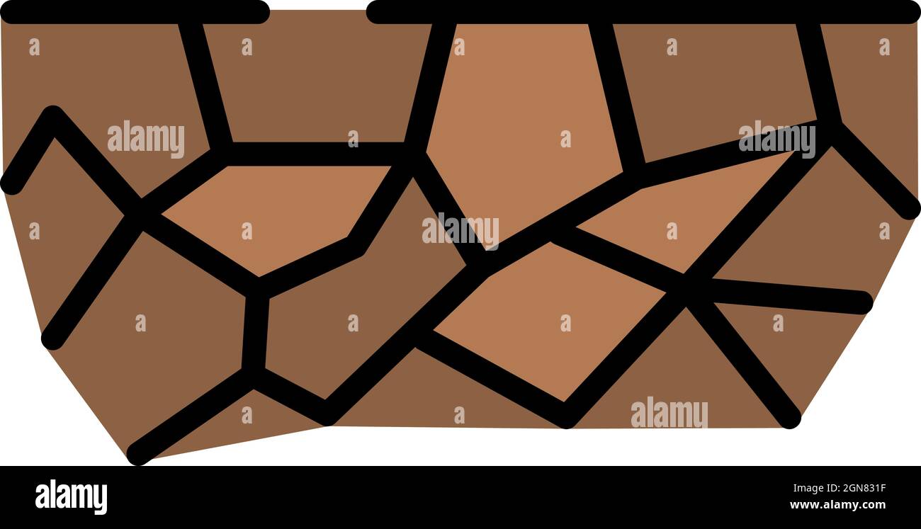 Cracked soil icon. Outline cracked soil vector icon color flat isolated ...